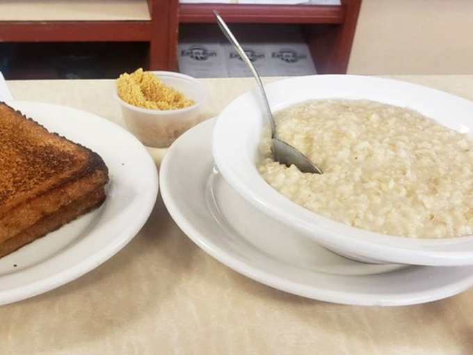 Oatmeal and toast&mdash;proof that sometimes the simplest breakfast combinations deliver the most profound morning satisfaction.