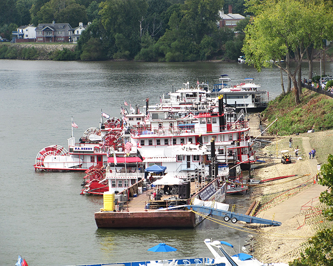 Sternwheelers lined up along the riverfront like colorful time machines ready to transport you to an era when rivers were America's highways.