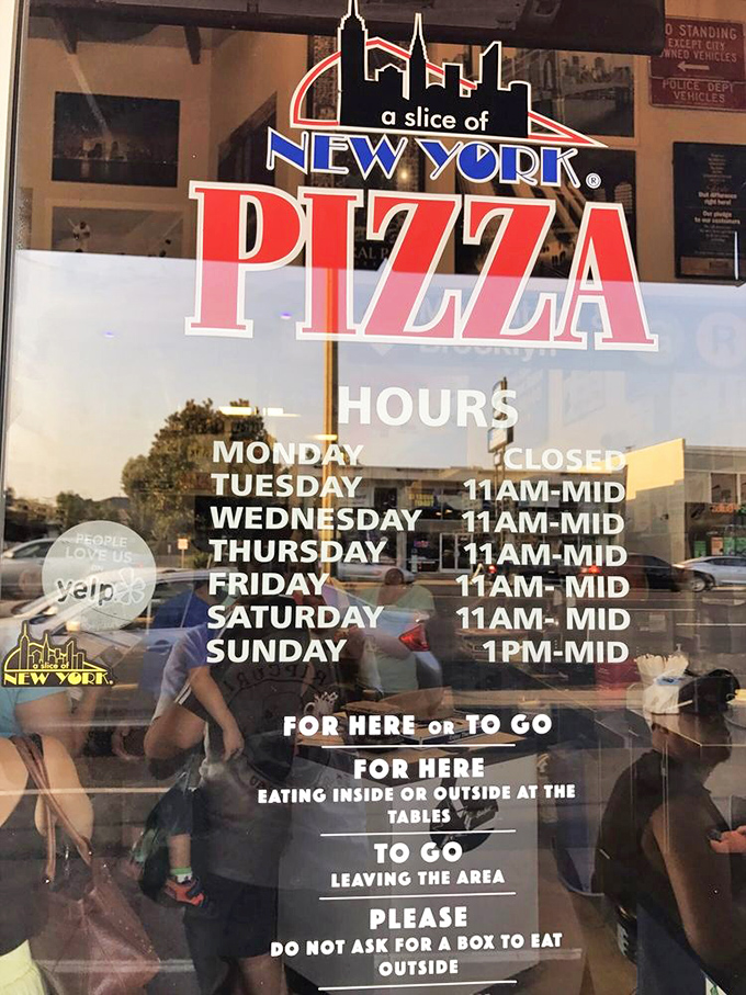 Hours of operation that should be committed to memory. Knowledge is power, especially when that knowledge helps you avoid a closed pizzeria.