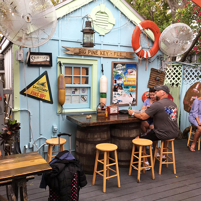 This nautical-themed corner feels like dining aboard a quirky fishing boat&mdash;complete with life preserver and coastal memorabilia.
