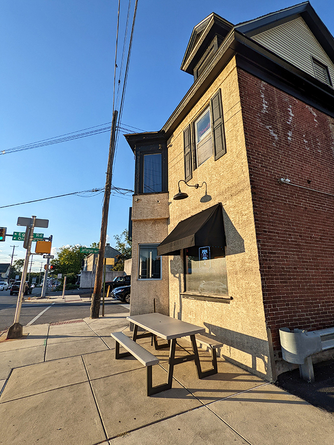 The outdoor bench &ndash; where you contemplate life choices after consuming a sandwich roughly the size of your forearm.