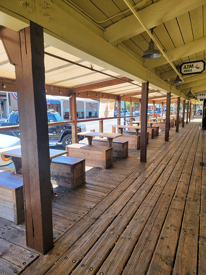 Even the outdoor seating area keeps things refreshingly no-nonsense and comfortable.