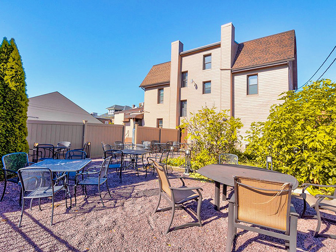 The outdoor patio&mdash;where summer evenings, good wine, and Pennsylvania breezes create the perfect Italian-American alfresco experience.