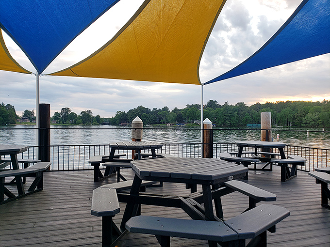 Outdoor seating lets you savor your meal while enjoying Wisconsin's beautiful lakeside scenery and fresh northern air.