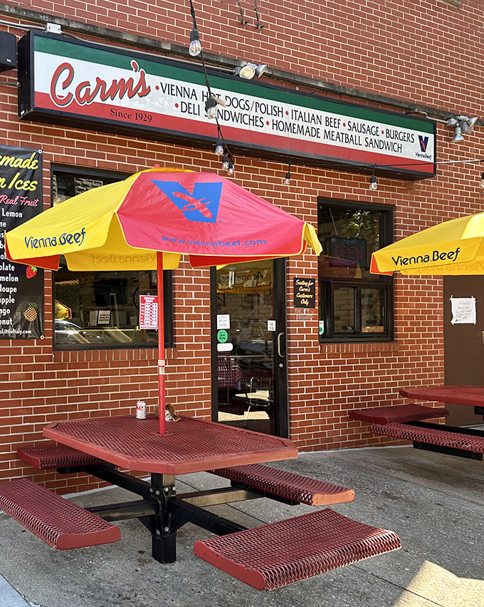 Outdoor seating that turns every meal into a neighborhood block party celebration experience.