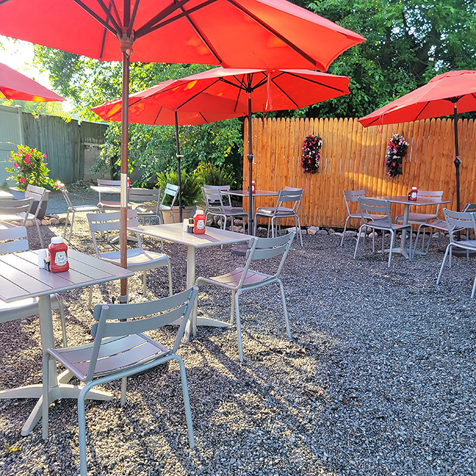 The outdoor patio at Ida's&mdash;where fresh air, bright umbrellas, and the promise of pancakes create the perfect Pennsylvania morning trifecta.