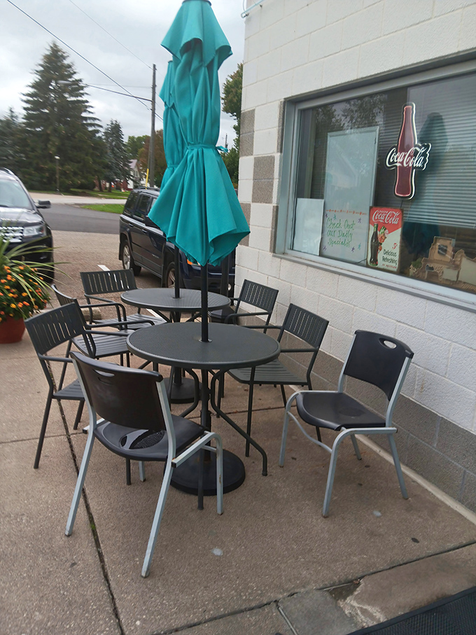 The outdoor seating area offers fresh air with your fresh coffee, proving that even classic diners understand the appeal of al fresco dining.