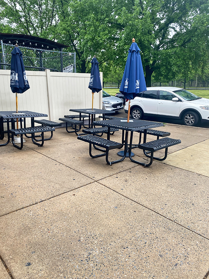 The outdoor seating area: where strangers become friends united by the universal language of "this sandwich is amazing."