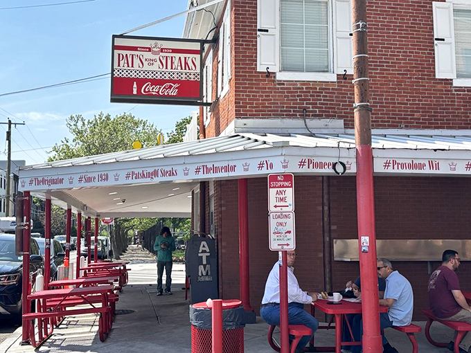 The sidewalk scene&mdash;where anticipation builds with every step closer. Those hashtags aren't just decoration; they're a lifestyle choice.