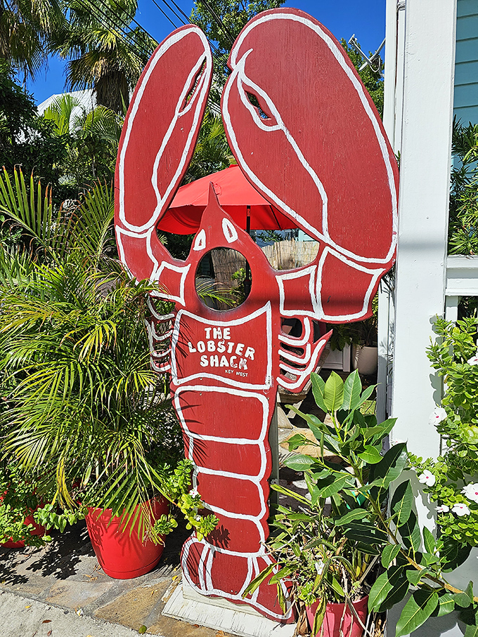 This isn't just a lobster cutout—it's a selfie opportunity that's launched a thousand Instagram posts. The unofficial mayor of sidewalk signage.