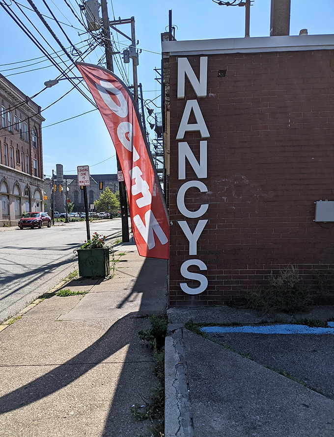 Nancy's flag waves proudly, announcing to East Carson Street that breakfast excellence lives right here.