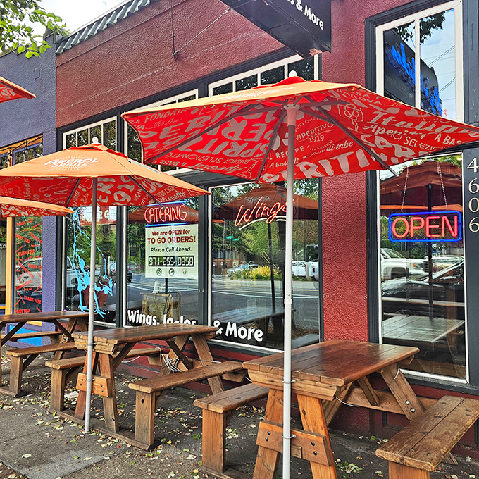 The sidewalk seating area says "Portland" as clearly as any postcard&mdash;casual, welcoming, and ready for you to settle in with something delicious.