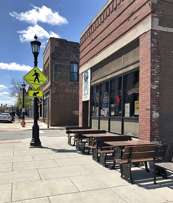Sidewalk seating for those who can't wait to get inside. The brick building has absorbed decades of smoky goodness into its very walls.
