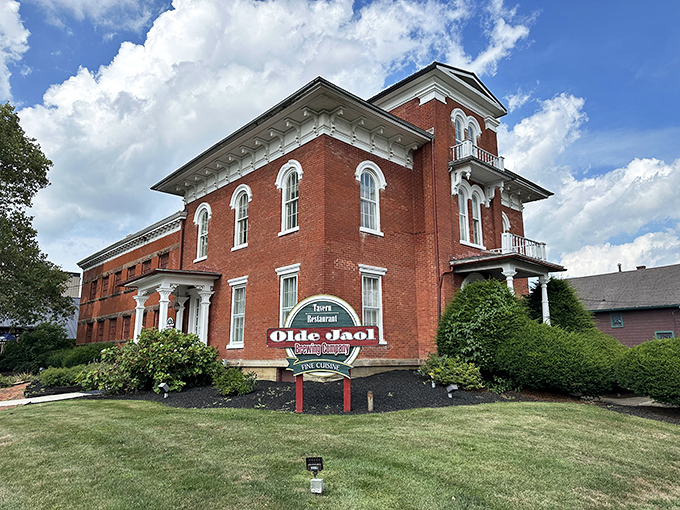 The stately brick building stands as a testament to architectural repurposing—from housing inmates to hosting dinner dates is quite the promotion.