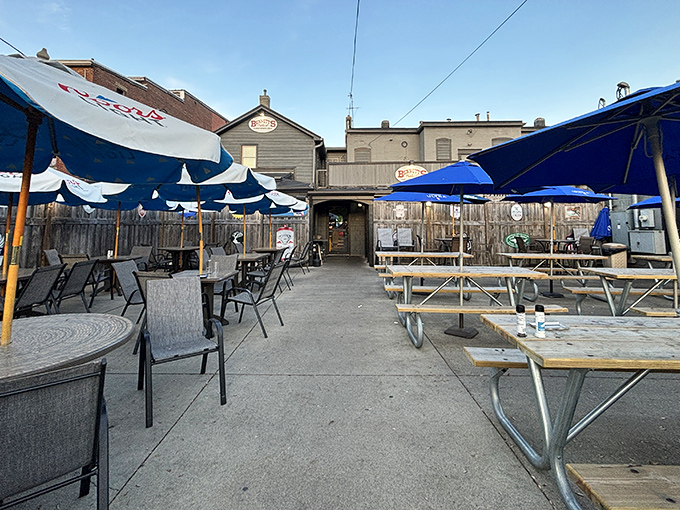 Outdoor seating extends the dining experience when Ohio weather cooperates with your wing cravings perfectly.