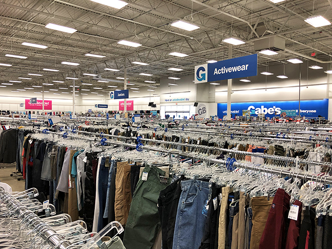 The promised land of pants—where finding your size feels like winning a small lottery without having to split the jackpot.