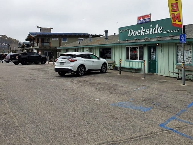Even the parking lot has a view of Morro Bay&mdash;because in California, even running errands should come with postcard scenery.
