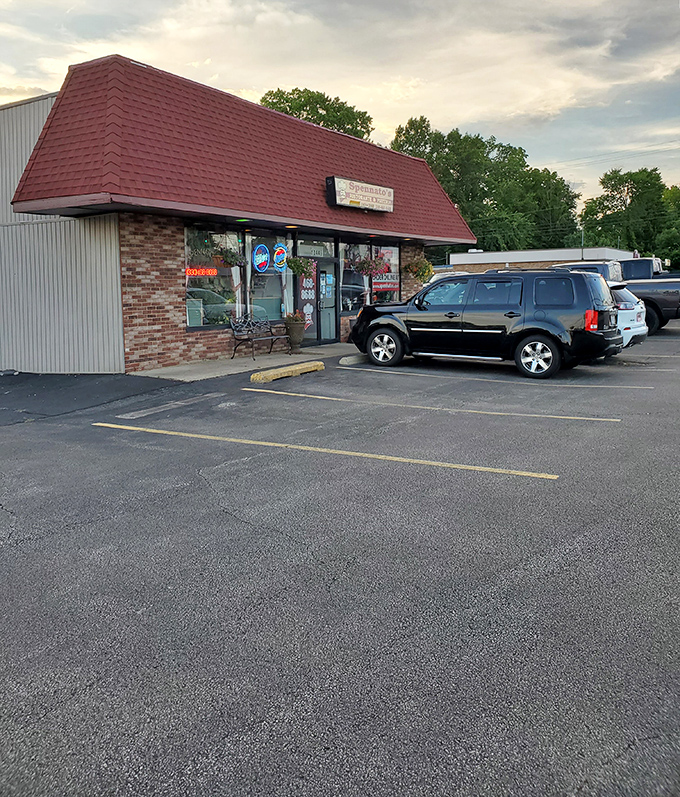 Even the parking lot has a certain charm. Cars patiently waiting while their owners experience culinary bliss inside.