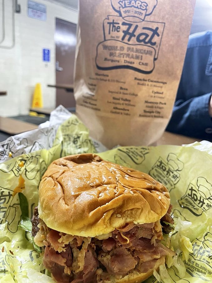 This isn't just a burger&mdash;it's a pastrami-topped monument to excess that somehow feels exactly right.