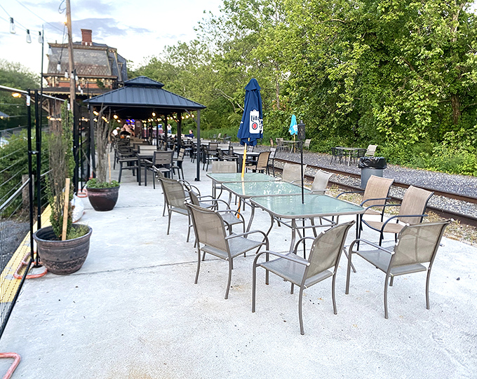 The patio&mdash;where fresh air, cold drinks, and the occasional passing train create the perfect Pennsylvania afternoon soundtrack.