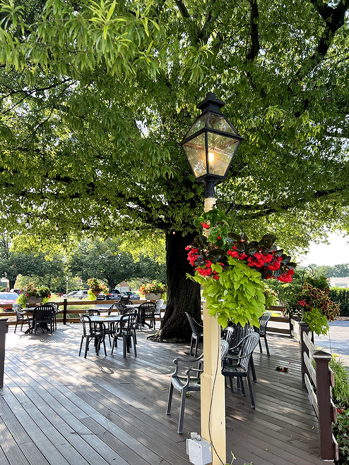 The outdoor patio&mdash;where nature provides the perfect ceiling and Lancaster County breezes serve as complimentary appetizers. Dappled sunlight included at no extra charge.