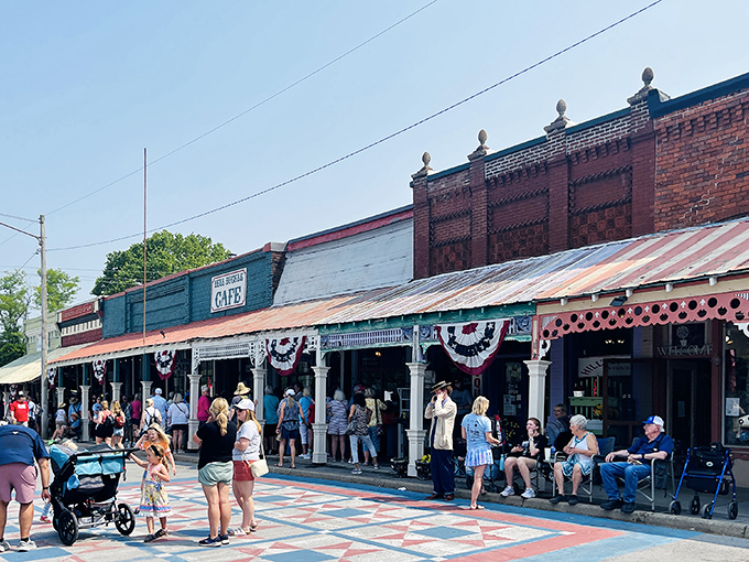 Families gather along Bell Buckle's famous porch-lined street, where people-watching becomes an Olympic sport during festival weekends.