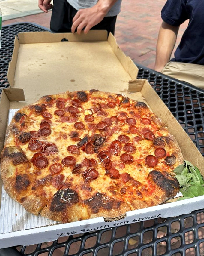 This pepperoni pizza has the perfect ratio of crisp-edged dough to sauce to cheese &ndash; the holy trinity of pizza perfection.