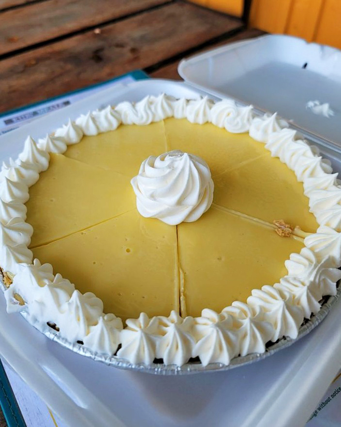 Key lime pie with a cloud of whipped cream – the dessert equivalent of a perfect beach day. Tangy, sweet, and impossible to resist.