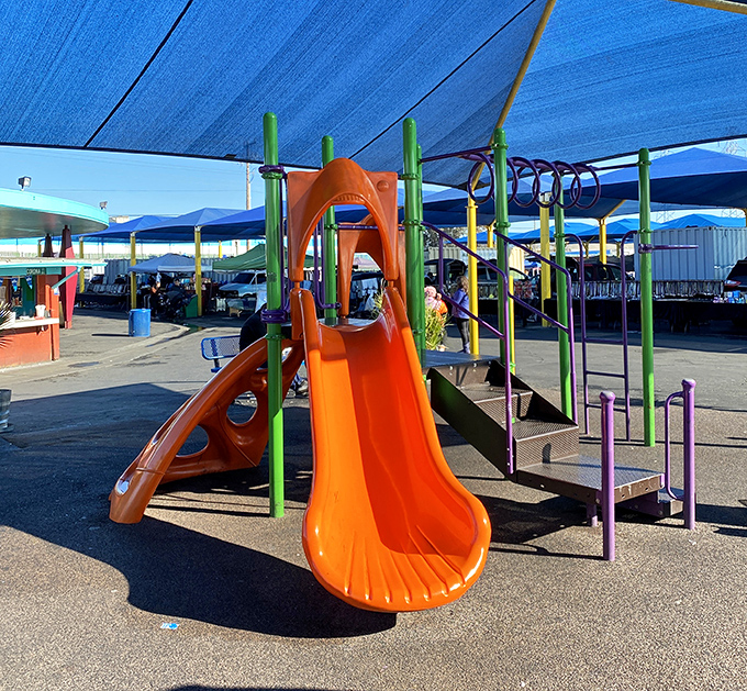 Even treasure hunters need a break&mdash;this playground keeps the little ones happy while adults debate the merits of vintage vinyl.