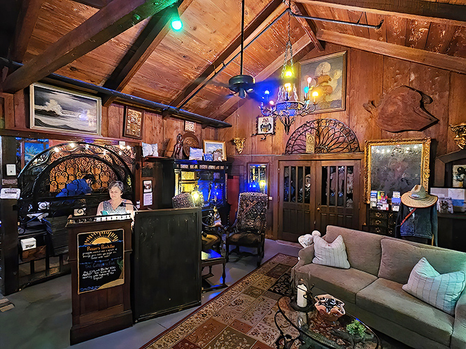 The reception area feels like entering a well-loved coastal home, where every nautical detail tells a story of Florida's maritime history.