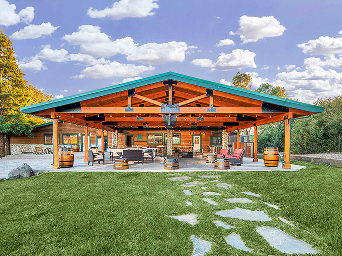 Red Bank Outdoor Academy's covered pavilion practically whispers promises of evening gatherings where wine flows and laughter echoes against the wooden beams.