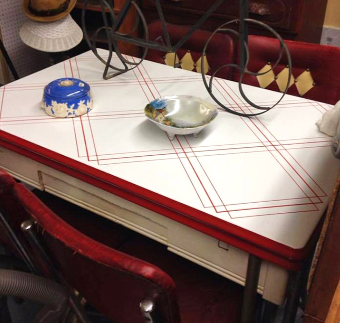 A retro desk that probably helped someone write the great American novel, or at least some pretty impressive grocery lists.