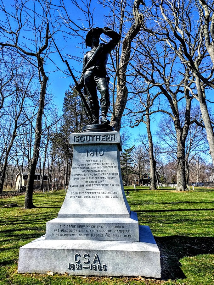 Civil War history stands preserved in this memorial&mdash;a surprising find that adds historical depth to Marblehead's lakeside charm.