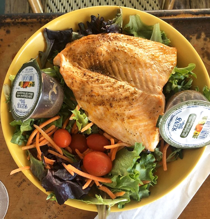 Salmon salad that makes eating healthy feel like cheating. That perfectly seared fish is the superhero of lunch options.