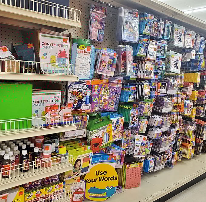 School supply heaven where construction paper, Crayola, and Elmo come together to make education affordable. Teachers, take note—literally.
