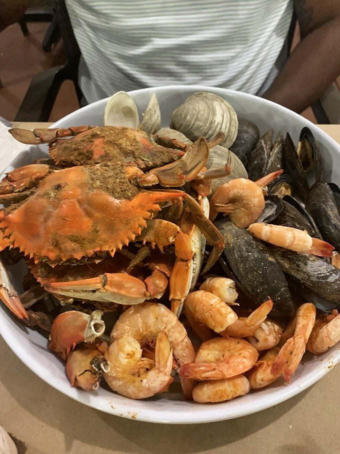 The seafood pot that makes you wonder why you'd ever order just one type of seafood when you could have them all.