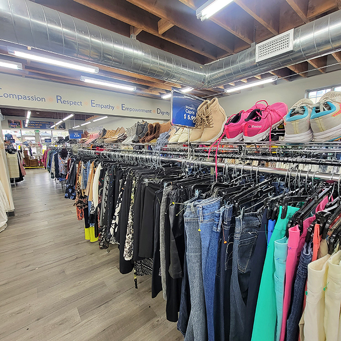 Shoes and clothing arranged with surprising precision&mdash;the kind of organization that makes you wonder if Marie Kondo moonlights here.