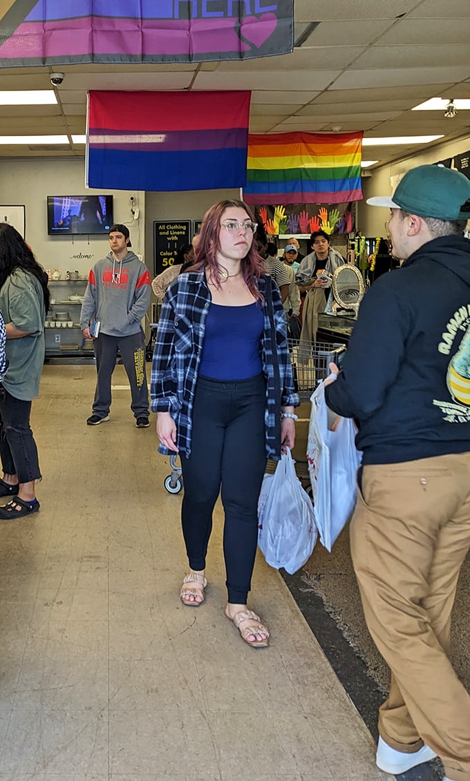 Fellow bargain hunters in their natural habitat, proving great minds think alike about savings.