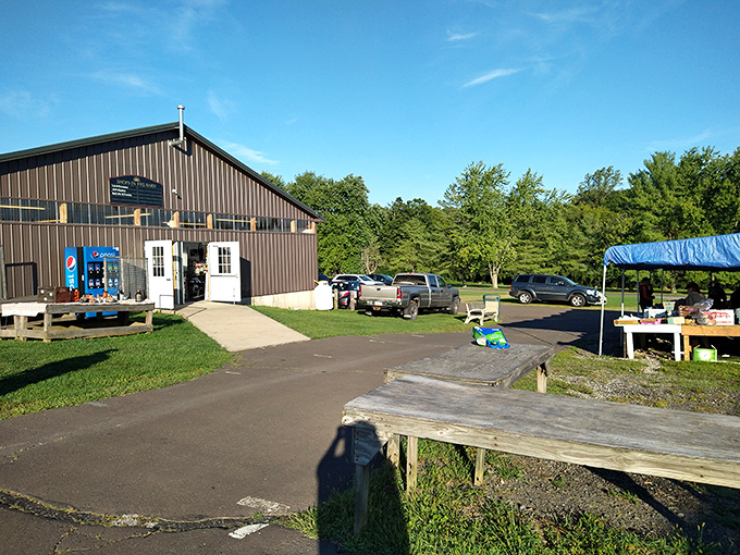 The market's rustic barn structure houses year-round treasures. Even on quiet days, the promise of discovery hangs in the air.