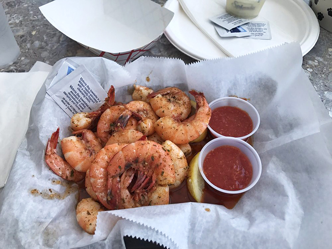 Shrimp that look like they just jumped from ocean to plate, seasoned with spices that complement rather than overwhelm. The cocktail sauce is just a bonus.