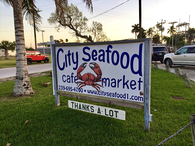 The sign says "THANKS-A-LOT" and after tasting their seafood, you'll be the one feeling thankful you found this Everglades City gem.