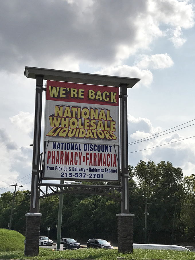 We're Back proclaims the sign, like a retail phoenix rising. The added pharmacy services make this more than just a shopping trip&mdash;it's a one-stop solution.
