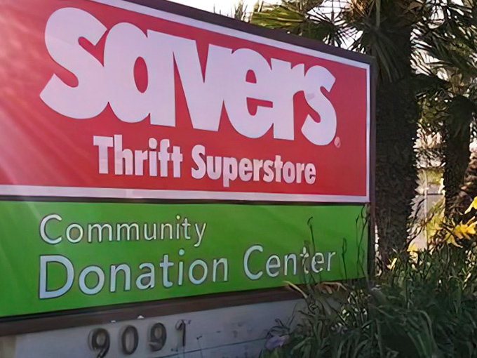 The community donation center sign reminds us that thrifting isn't just shopping&mdash;it's recycling with style points and karmic benefits thrown in.