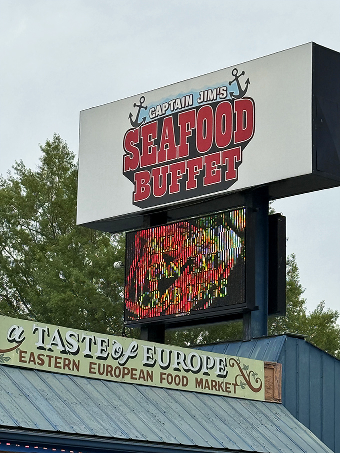 The sign stands tall above Pigeon Forge like a lighthouse for hungry travelers. Follow it to your seafood salvation.
