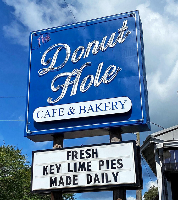 This sign doesn't just advertise a restaurant&mdash;it promises a Destin tradition. The key lime pies alone are worth the detour.