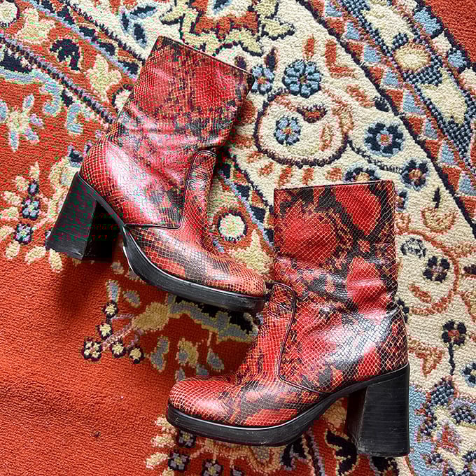 These red snakeskin boots weren't made for walking&mdash;they were made for stopping traffic and starting conversations about your excellent taste.
