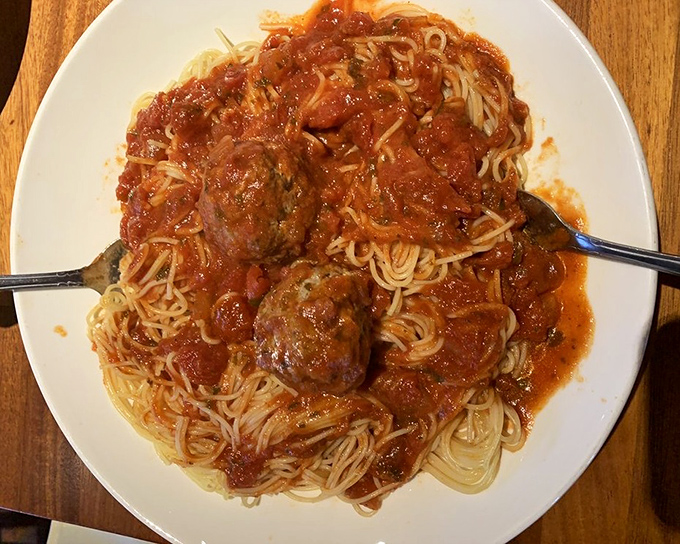 Spaghetti and meatballs&mdash;the dish that launched a thousand "Lady and the Tramp" references&mdash;executed with respect for tradition and appetite.