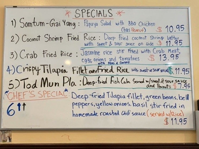 The specials board &ndash; where adventurous eaters find treasures like Som Tum and Tod Mun Pla &ndash; is always worth a careful read.
