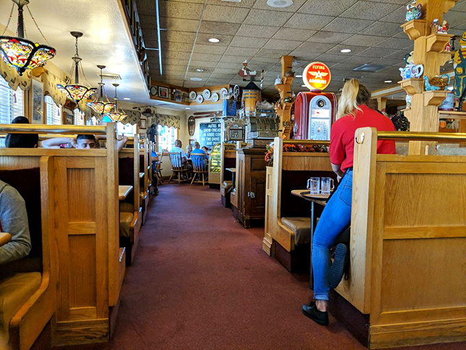 Wooden booths polished by decades of happy diners. The path to your table is like a runway show of everything you wish you'd ordered.