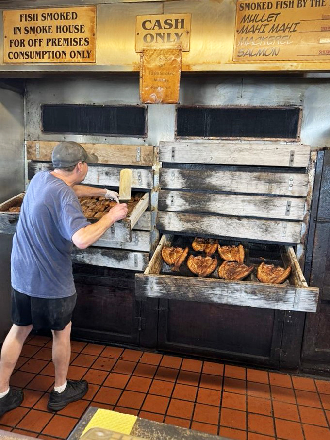Watching the staff tend to the smokers is like witnessing a sacred ritual. Decades of expertise in every careful movement and perfectly timed flip. 